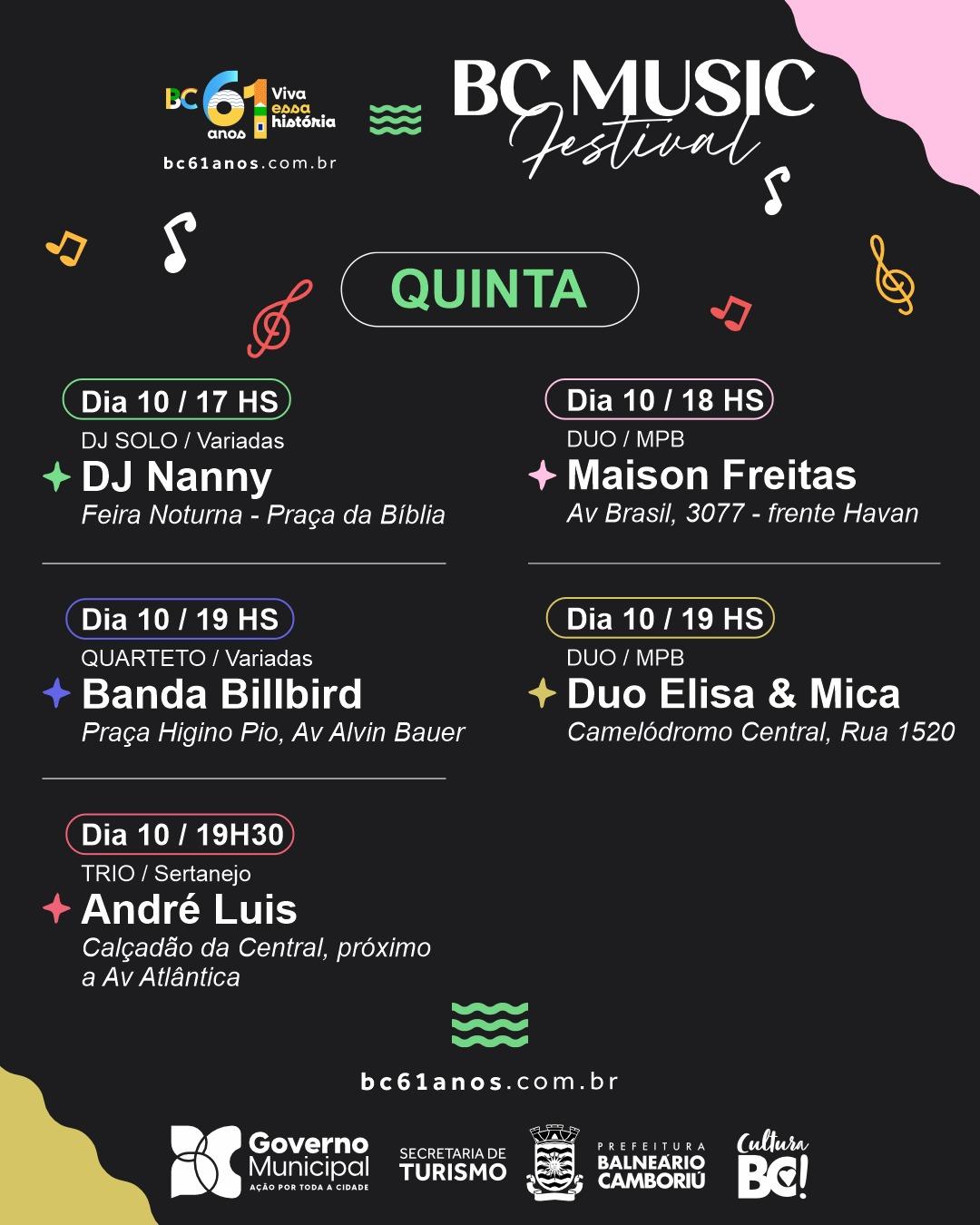 BC Music Festival entra na segunda semana de apresentações - Notícia Já